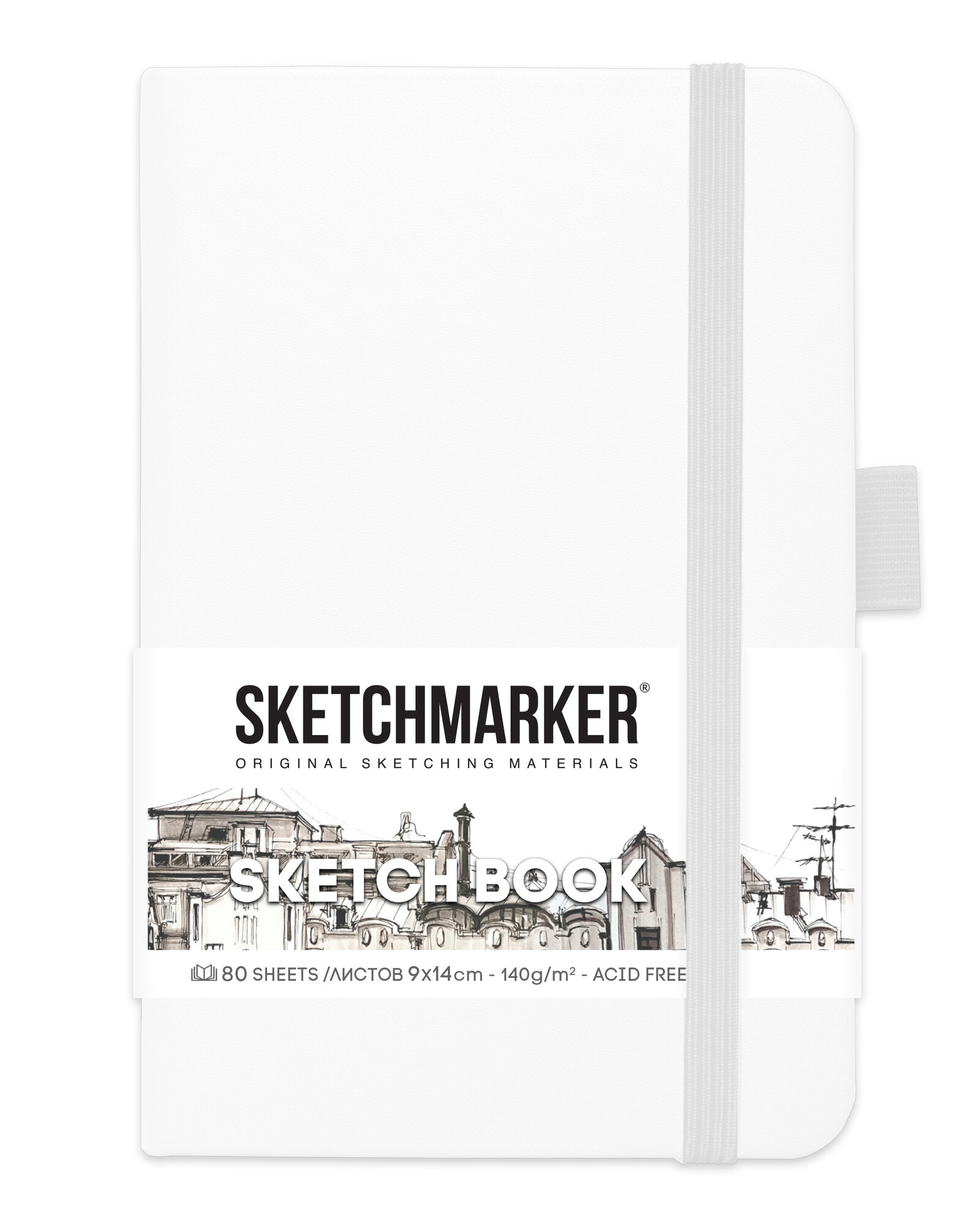 Блокнот для зарисовок Sketchmarker 140г/кв. м 9*14см 80л (Белый)