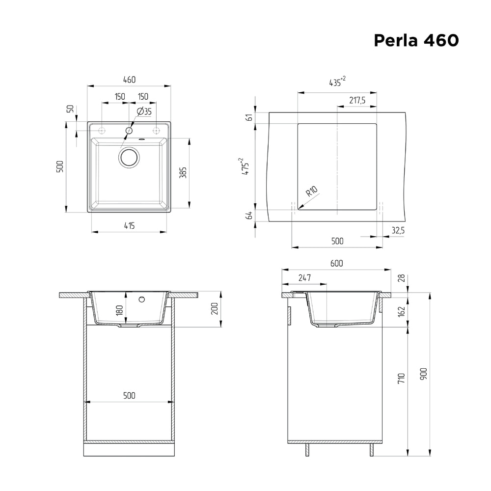 Кухонная мойка Maunfeld Perla 460 MFQS-460B черный
