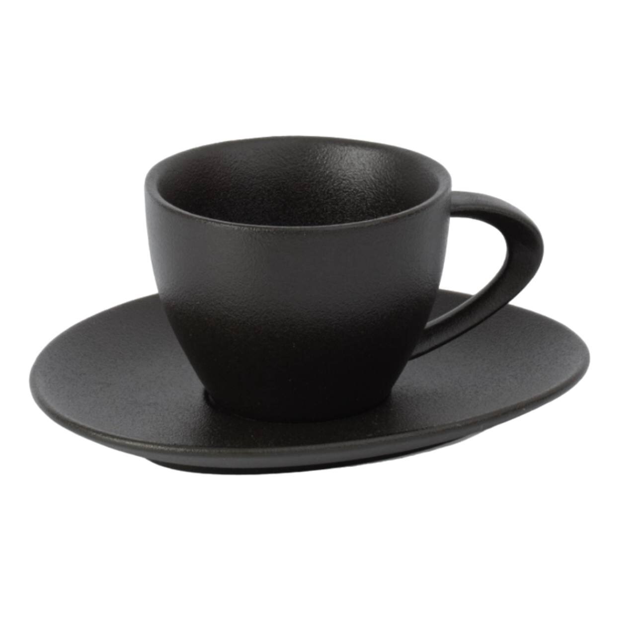 Domenik Rock Black чайная пара из фарфора 200 мл сервировка чаепития дома.