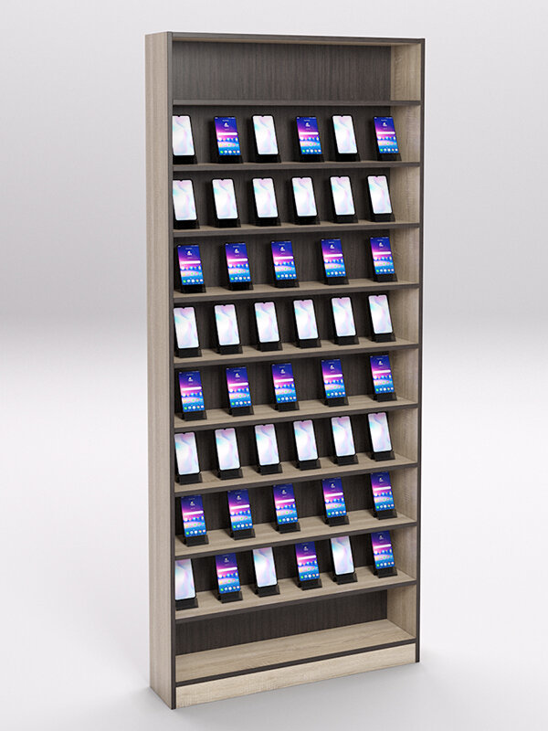 Стеллаж "сота" №2 для телефонов, Дуб Сонома, кромка Дуб Венге