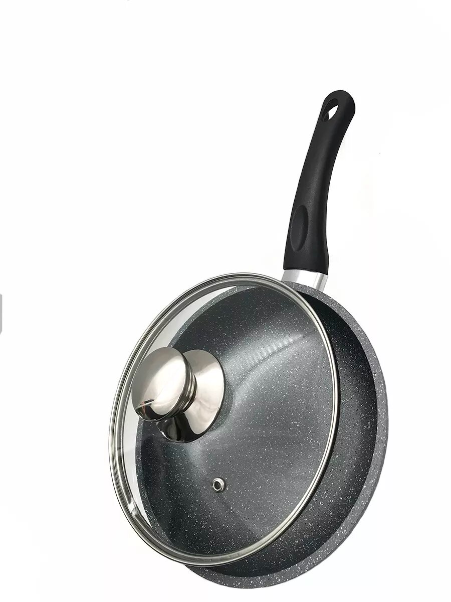 Сковорода маленькая литая толстостенная 20см с крышкой