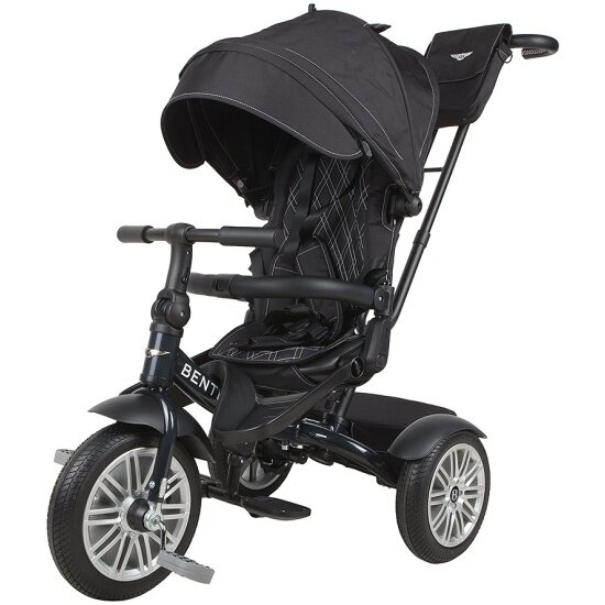 Трехколесный велосипед Bentley BN2O с ручкой управления, шины 12 и 10, черный