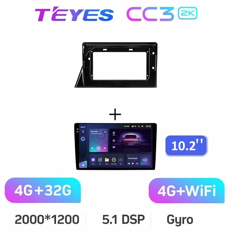 Магнитола Teyes CC3 2K 4/32 Gb 10" для Toyota Sienta 2 XP170 2015-2022 Правый руль 2 din