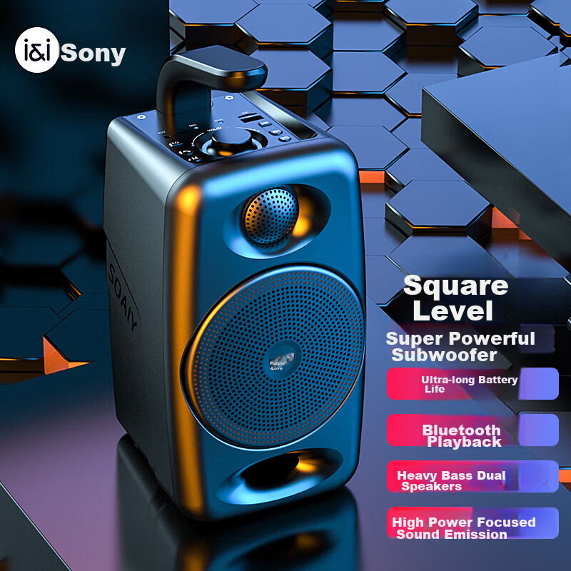 Soaiy SH36 Wireless Bluetooth Speaker, High Volume Extra Bass, Square Dance Outdoor Speaker, Car Mini Portable Payment Amplifier Upgraded Version, Black