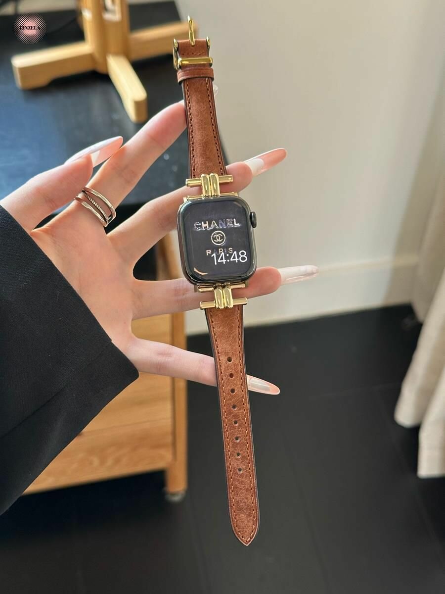 Кожаный Ремешок Для Часов В Стиле Ретро С Двойной Трубкой, Размер IWatch 42мм 45мм 44мм 46мм 49мм, Подходит Для Apple Watch Серии 1-10 SE ULTRA 2