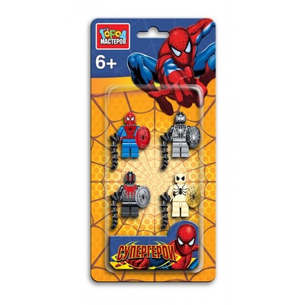 Конструктор детский: фигурки "Супер герои"- 4 шт. Город Мастеров 18145-ZH