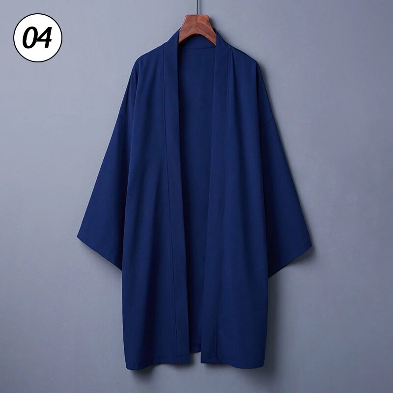 Мужской полиэстровый хаори Ukiyo-e Style Темно-синий, 4