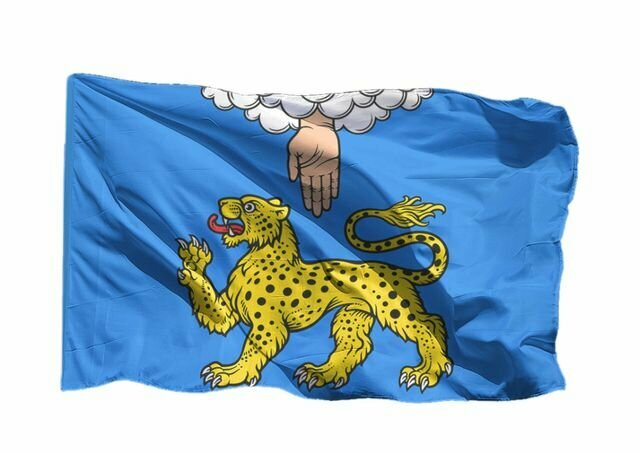 Флаг Пскова на шёлке, 70х105 см для ручного древка