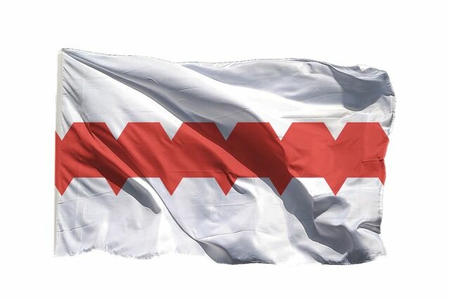 Флаг Омска на сетке 100х150 см для уличного флагштока