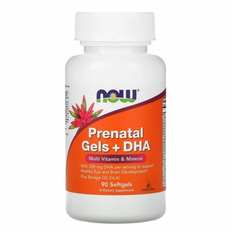 NOW Prenatal Gels + DHA, Мультивитамины для женщин для периода планирования беременности, 90 капсул,