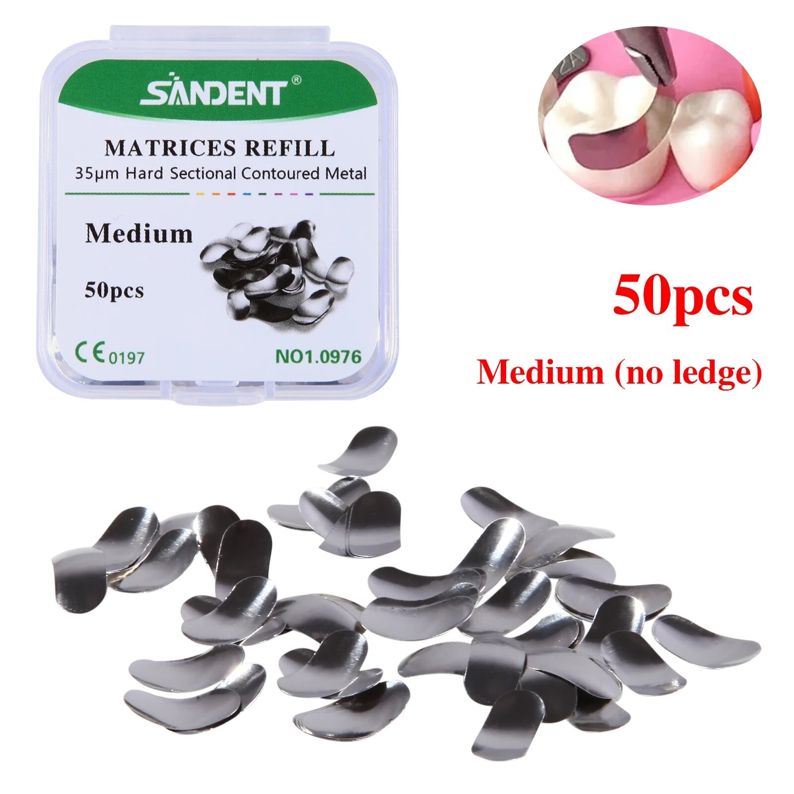 Металлические матрицы стоматологические SANDENT Medium, 35 мкм, 50 шт