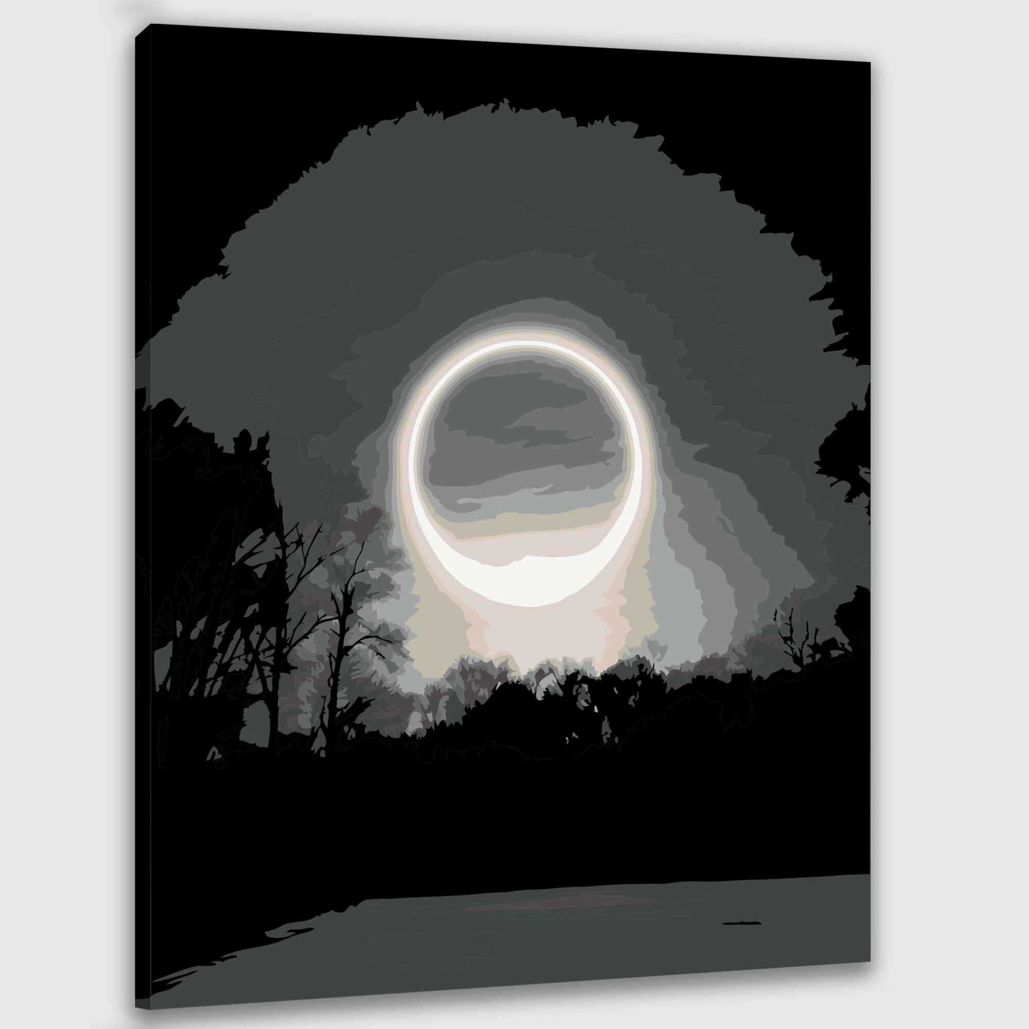 Картина по номерам 40x50 см, фотография, лунный ореол, ясное ночное небо, длительная экспозиция, эфирное качество, луна