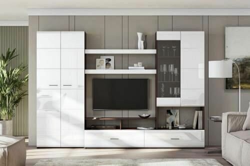 Стенка в гостиную Токио, Венге/Белый, 280х197х39 см.