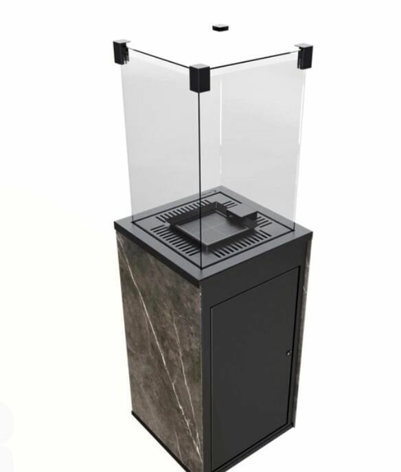 Газовая топка Kratki PATIO G31 37MBAR Q N P G - NATURALI PIETRA GREY, с пультом ДУ, 48,2x155,3x48,2 см, материал: сталь, цвет: черный.