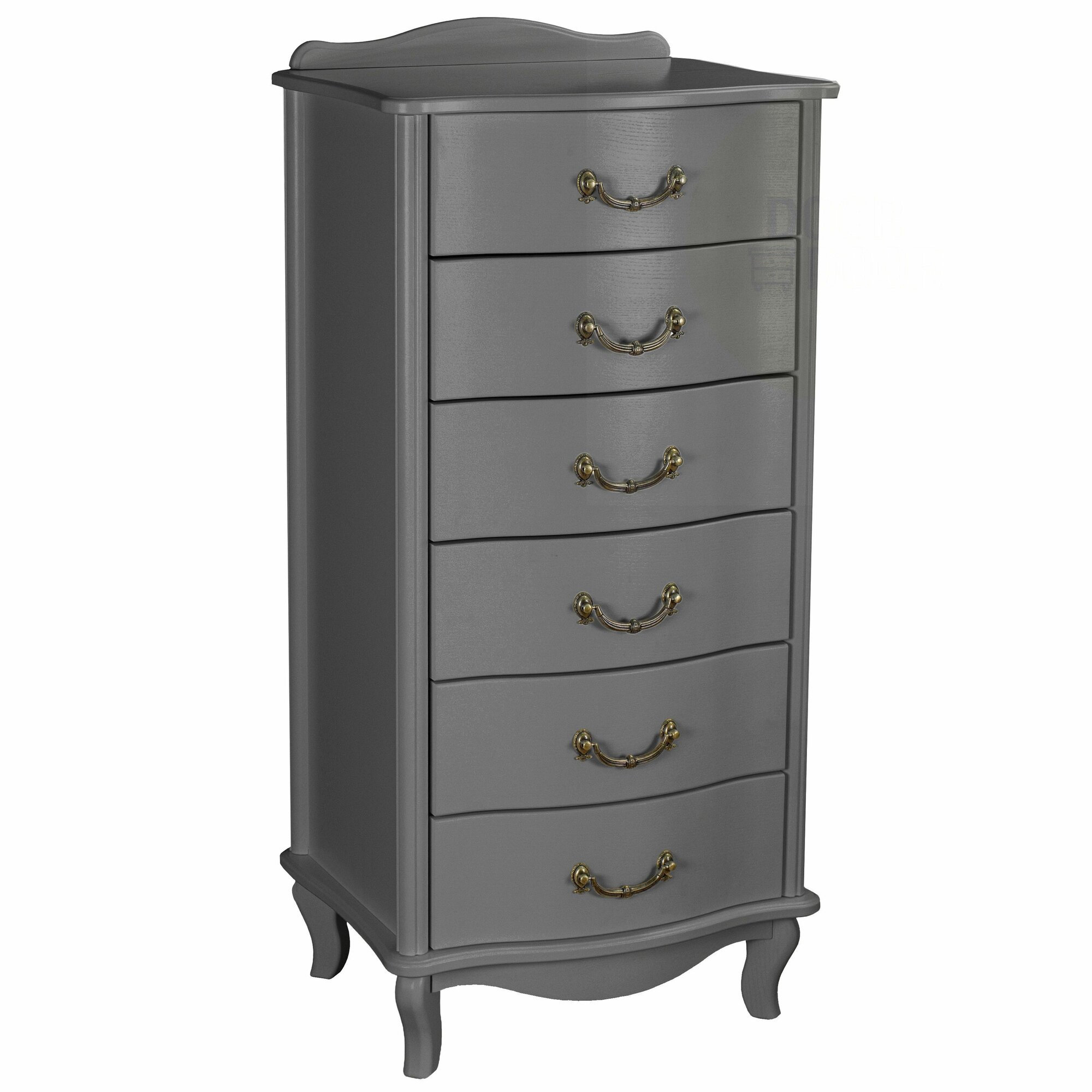 Комод Джульетта узкий, МДФ, серый ясень, 49,8х106,8х40,4 см, 5 ящиков.