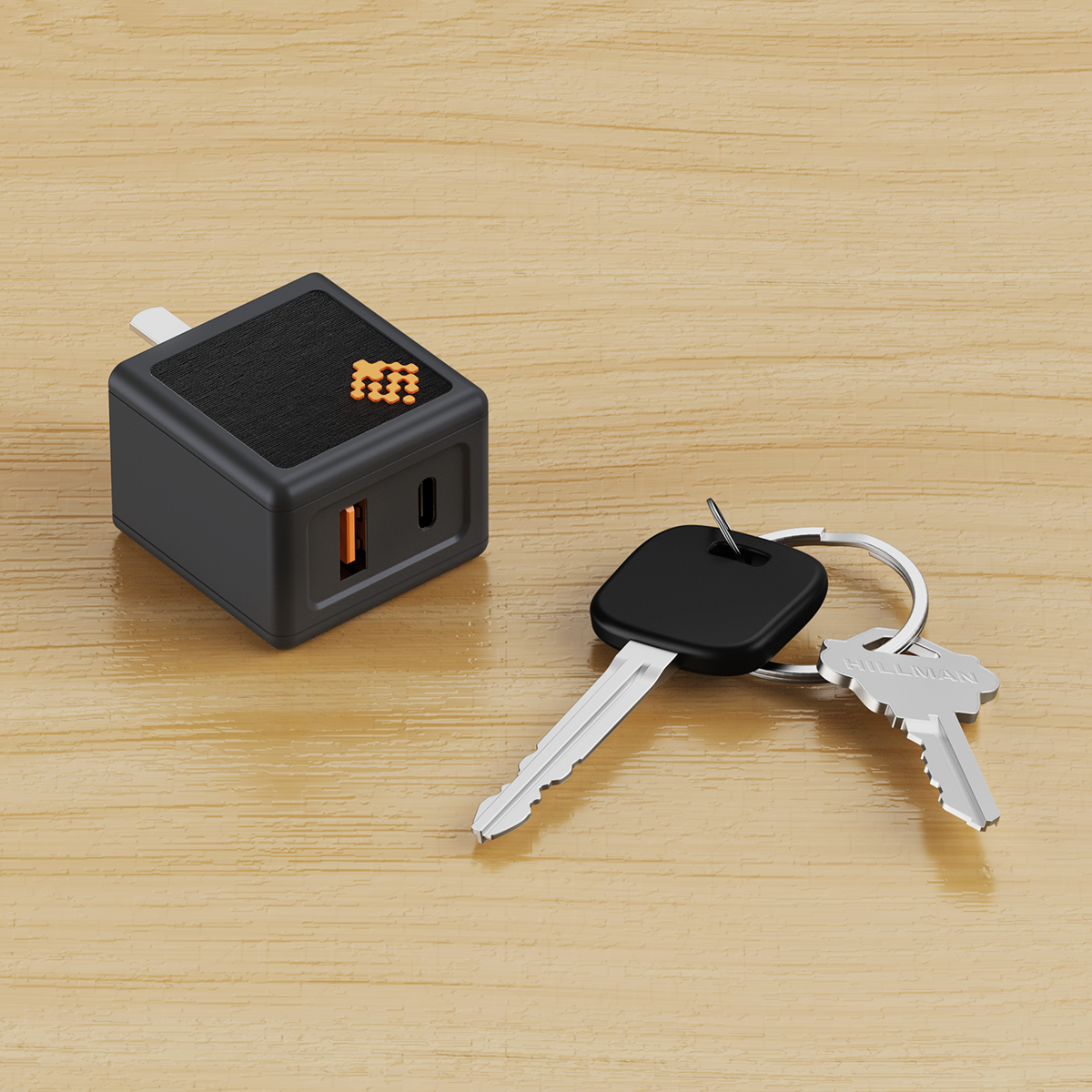 Зарядное устройство SlimQ, 30 W, USB-C, PD, 2 порта, складная вилка, серое — фото 1