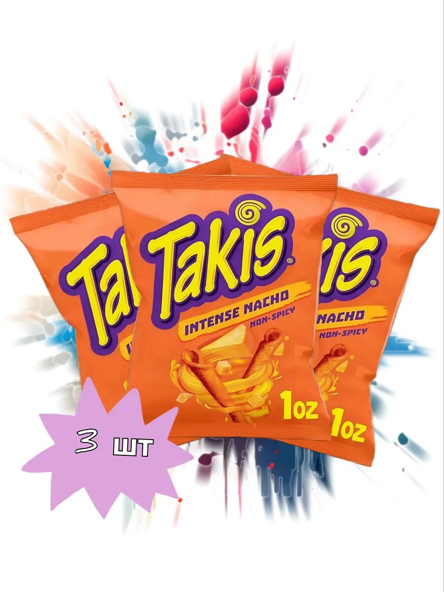 Кукурузные чипсы Такис Intense Nacho 3 шт, не острый