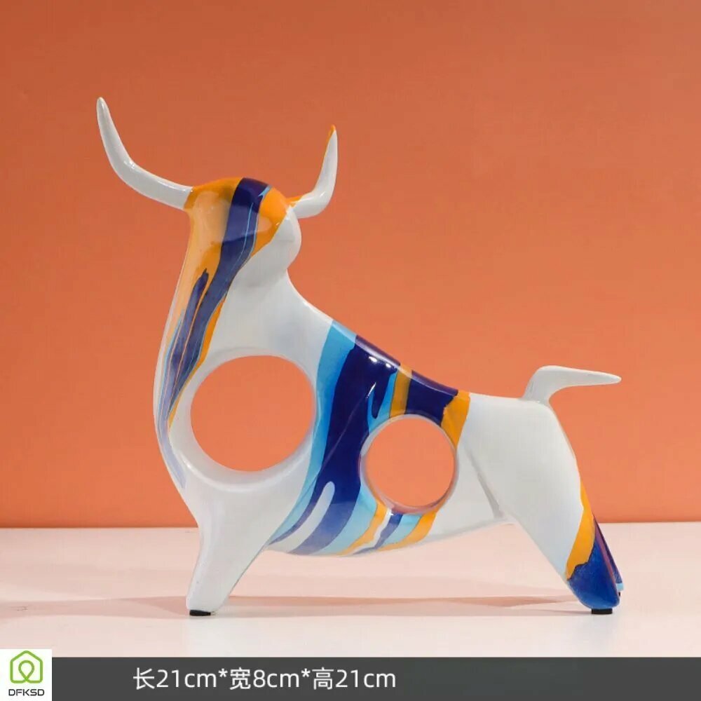 Бык статуя, украшения для офисной гостиной 20.2x13.5x19.5cm