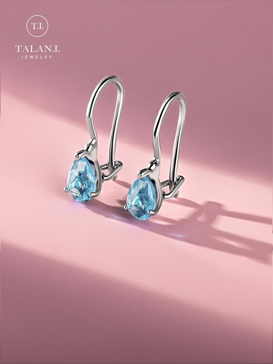 Серьги TALANT, серебро, 925 проба, фианит, , бесцветный, серебристый — фото 1