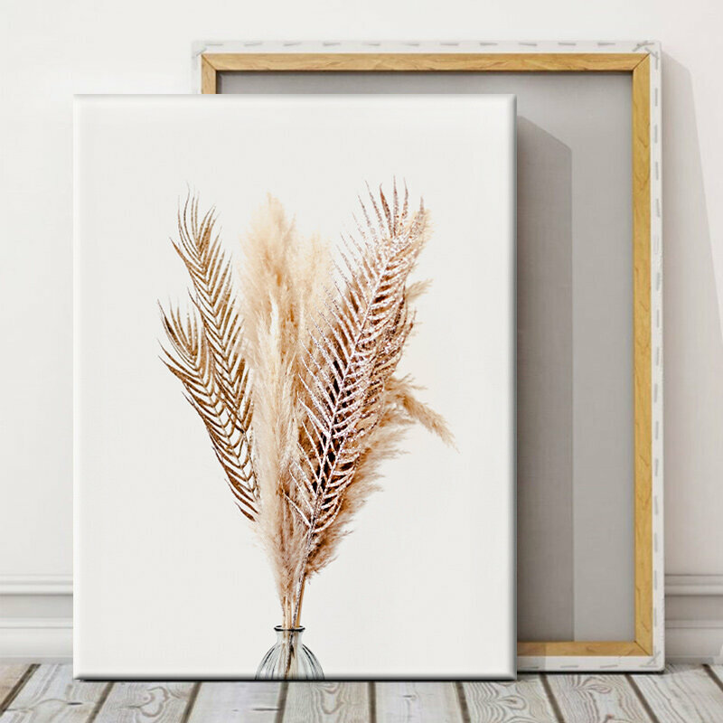 Картина на холсте 50х70 см "Сухой тростник, сухоцвет", на стену для интерьера