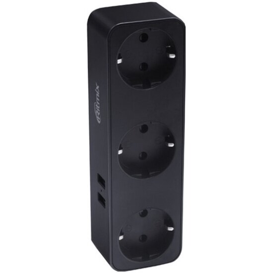 Сетевой фильтр Ritmix RM-032 3 розетки, 2 х USB, черный (80003357)