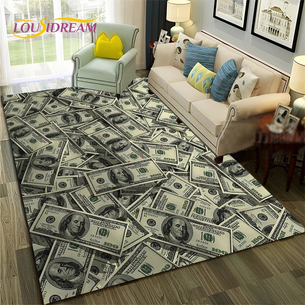 Ковер LOUSIDREAM 3D, замшевый, с долларовым узором, прямоугольный, 80x120см