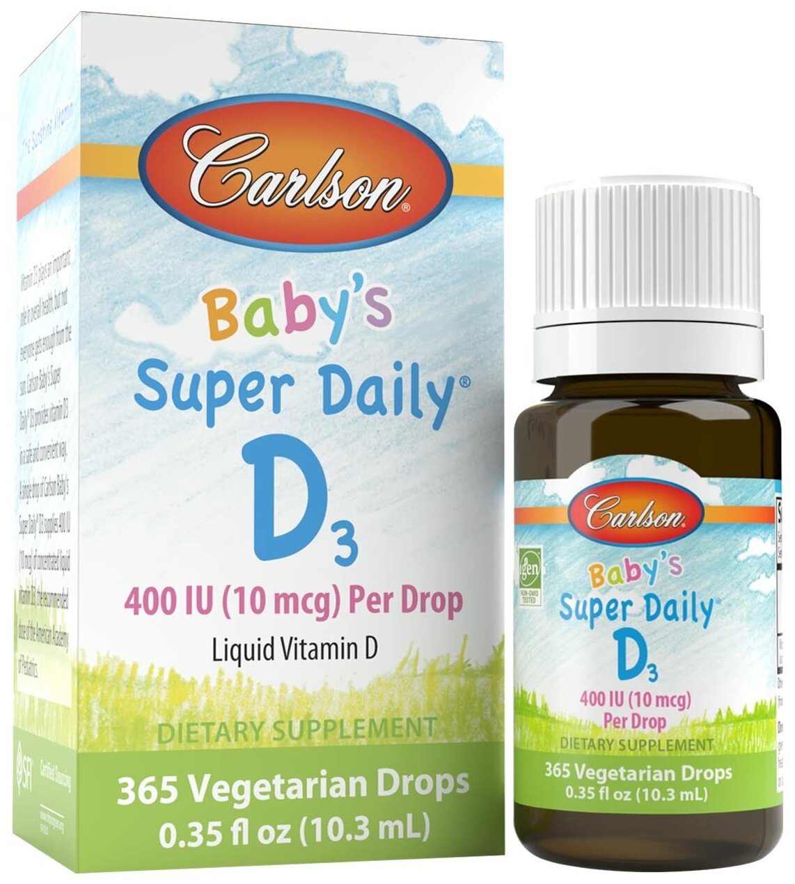 Carlson Labs, Baby's Super Daily D3, 10 mcg (400 IU) (10.3 ml)