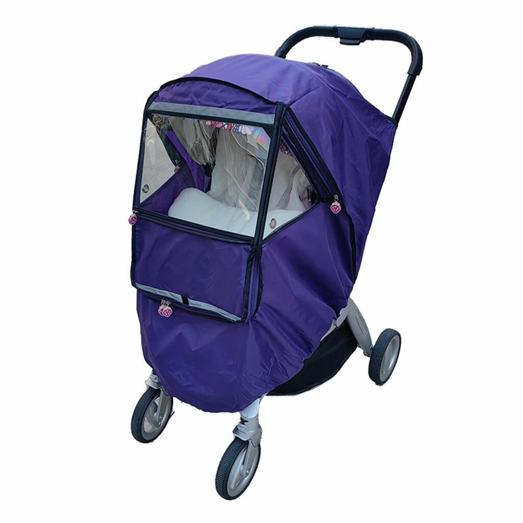 Аксессуары для детских колясок, Защитный дождевик для детской коляски универсальный - фиолетовый, 1 шт.