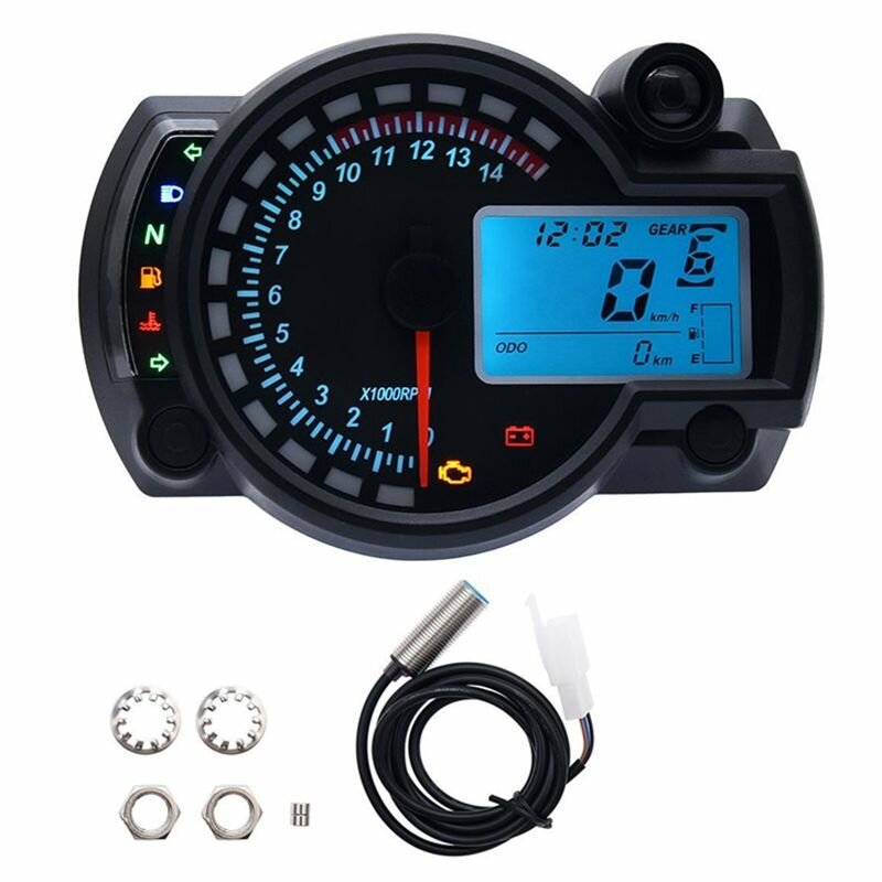 RX2N цифровой спидометр и тахометр для мотоцикла, приборная панель LCD 0–299 км/ч, одометр и индикатор передач, 7 цветов подсветки