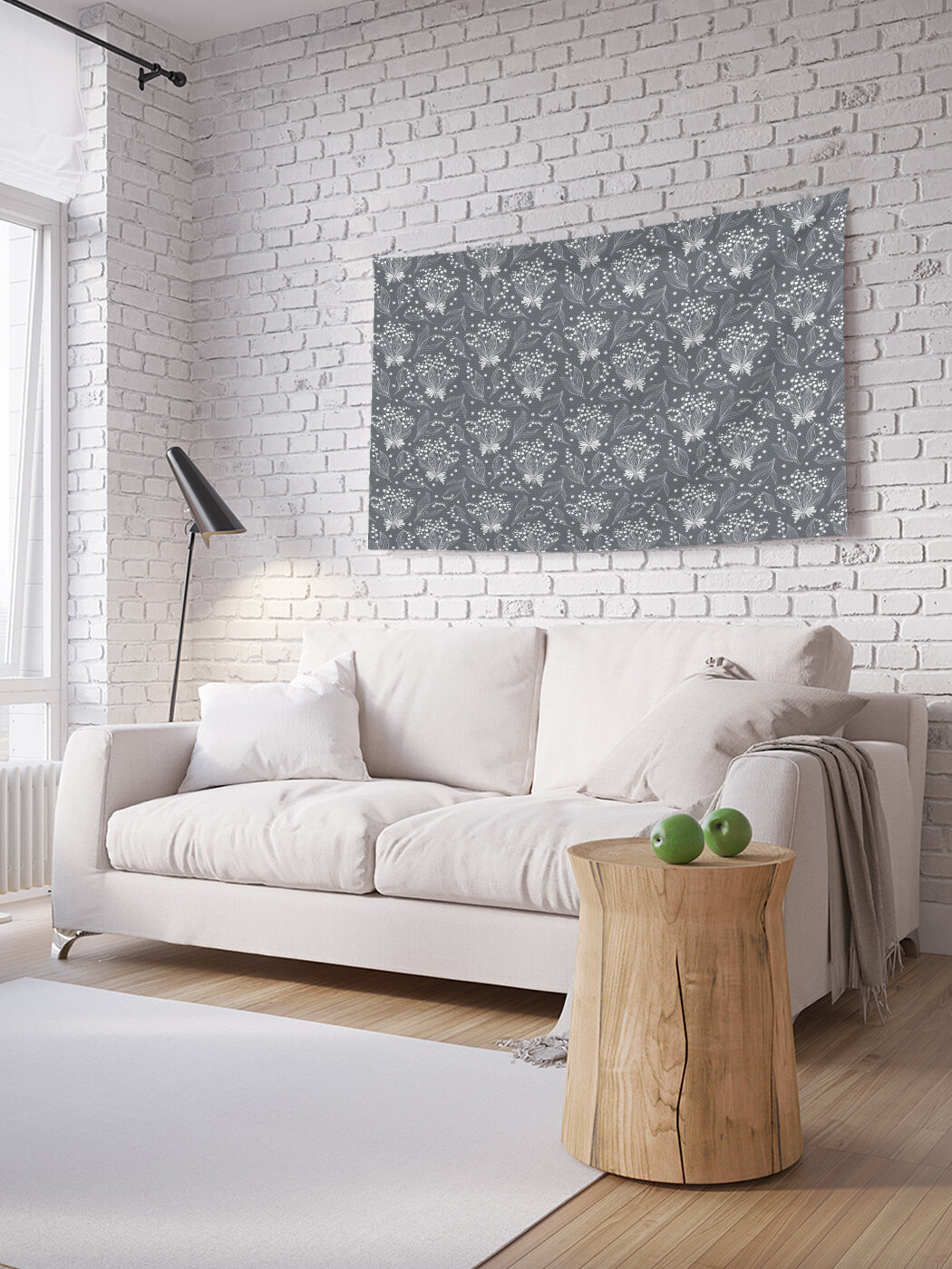 Фотопанно на стену горизонтальный постер 100х150 "Контурные ландыши", JoyArty