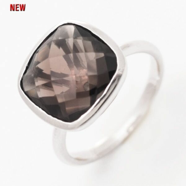 Кольцо тонкое, серебро, 925 проба, родирование, раухтопаз