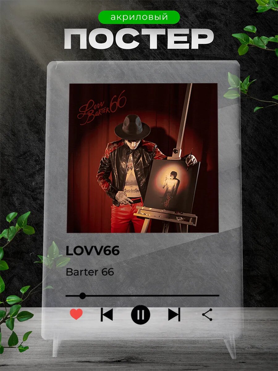 Акриловый постер, открытка подарочная на подставке с цветным принтом LOVV66 постер