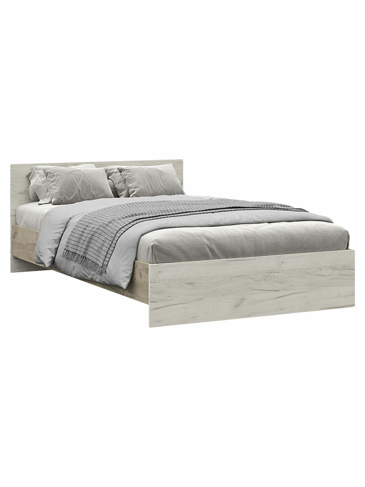 Односпальная кровать Бриз 120х200 см, деревянная, с основанием настил, Дуб Крафт серый / Дуб Крафт белый