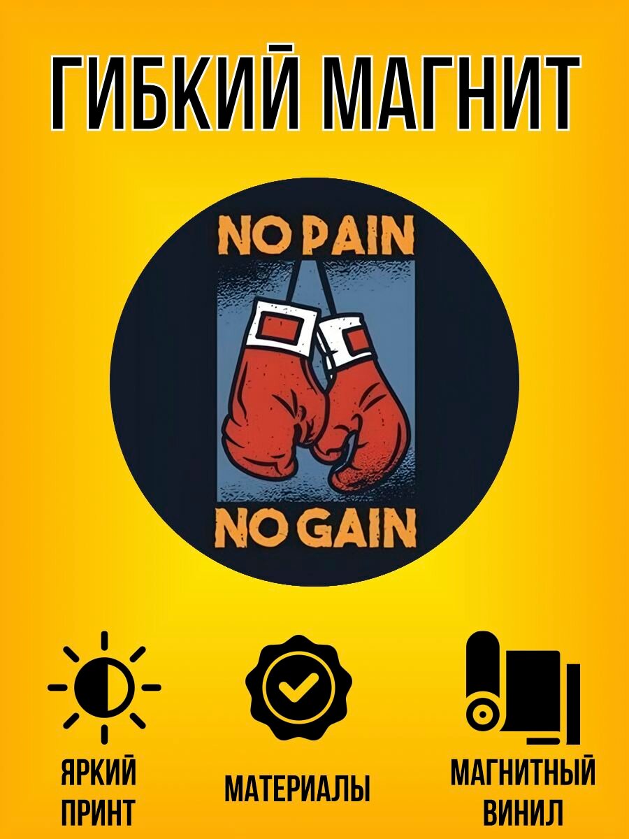 Магнит гибкий с принтом No Pain no Gain