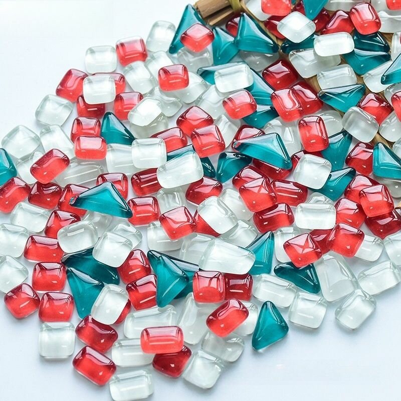 Стеклянная крошка, мозаика кусочки, около 140-160шт/200г