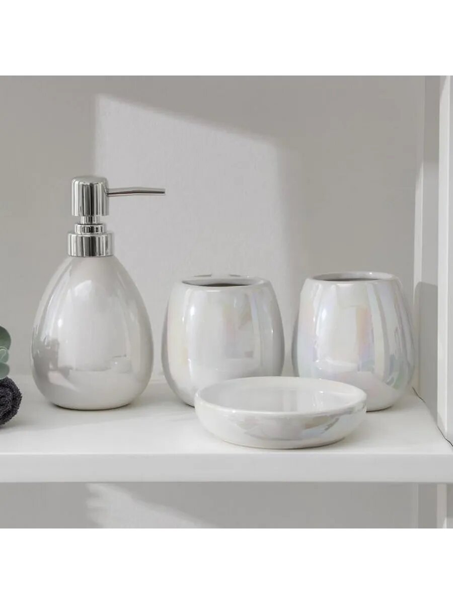 Набор аксессуаров для ванной комнаты, керамика, серый, элегантный дизайн