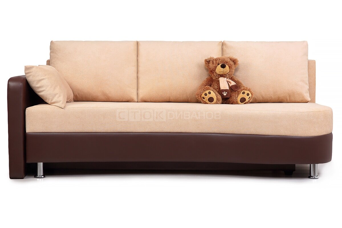 Диван Сток Диванов Фантазия Beige бежевый/коричневый, механизм еврокнижка