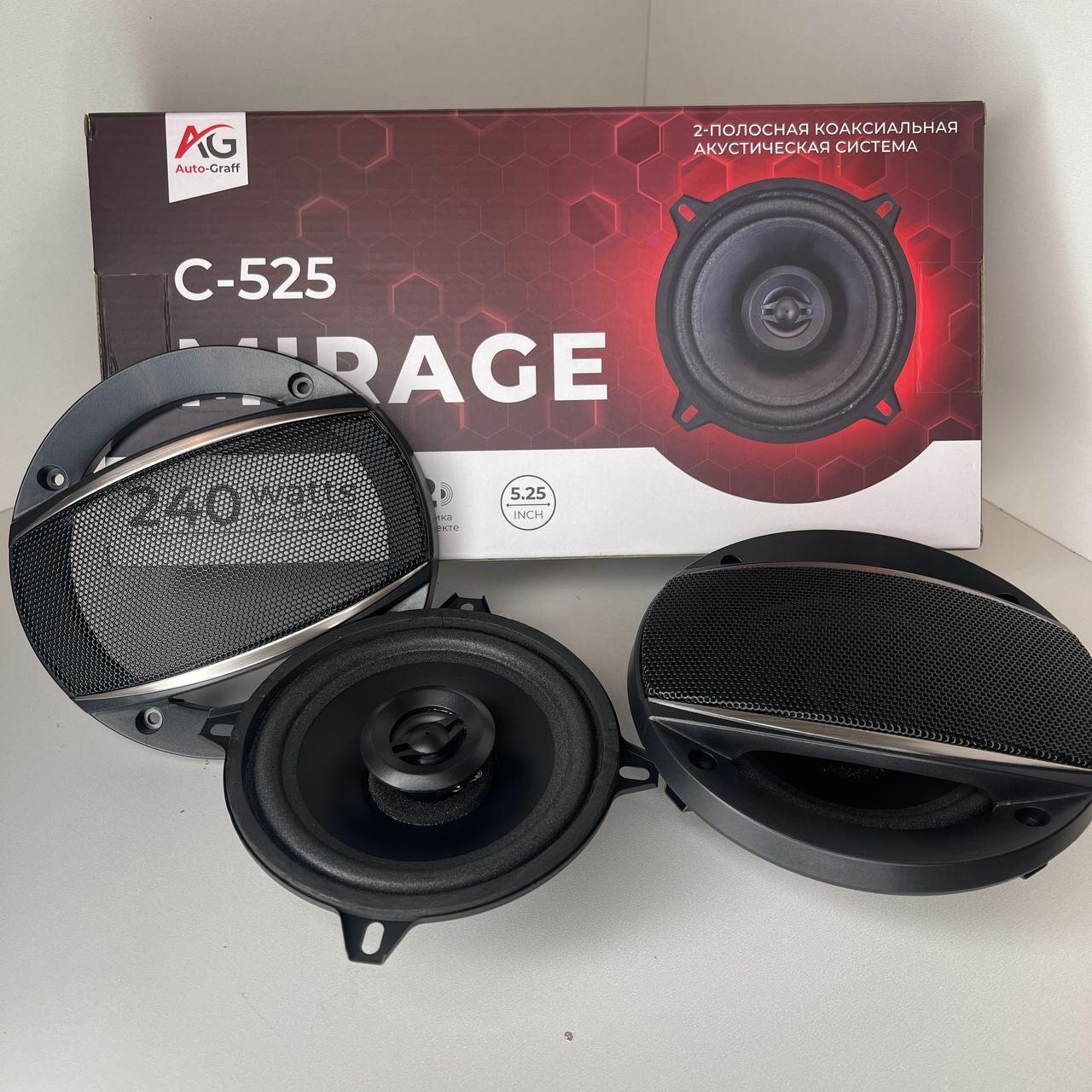 Автомобильные Динамики Auto-Graff C-525 Mirage, 240Вт , (5.25 дюйм). 2-х полосная акустическая система