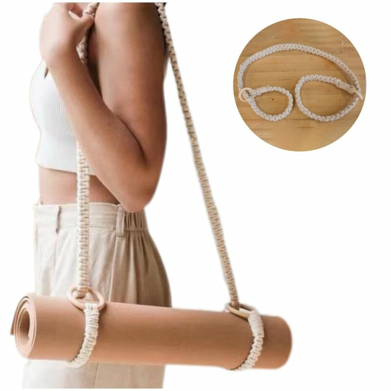 Продавец цельного хлопка ручной вязки веревки, портативные коврики для йоги с ремнями