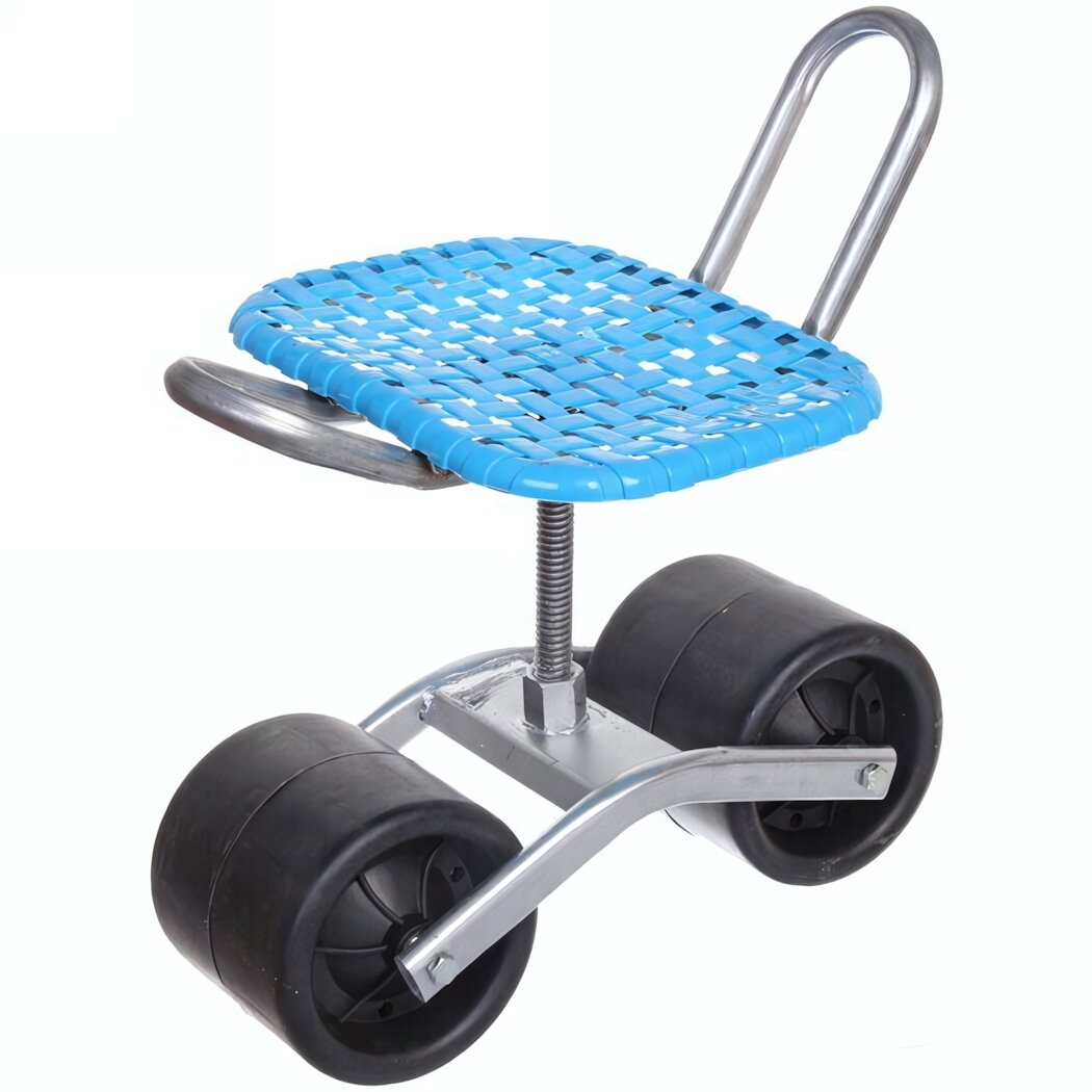 Стул садовый на колесах для прополки и работы в саду 35*47*14см с поворотным механизмом(360°), цвет синий