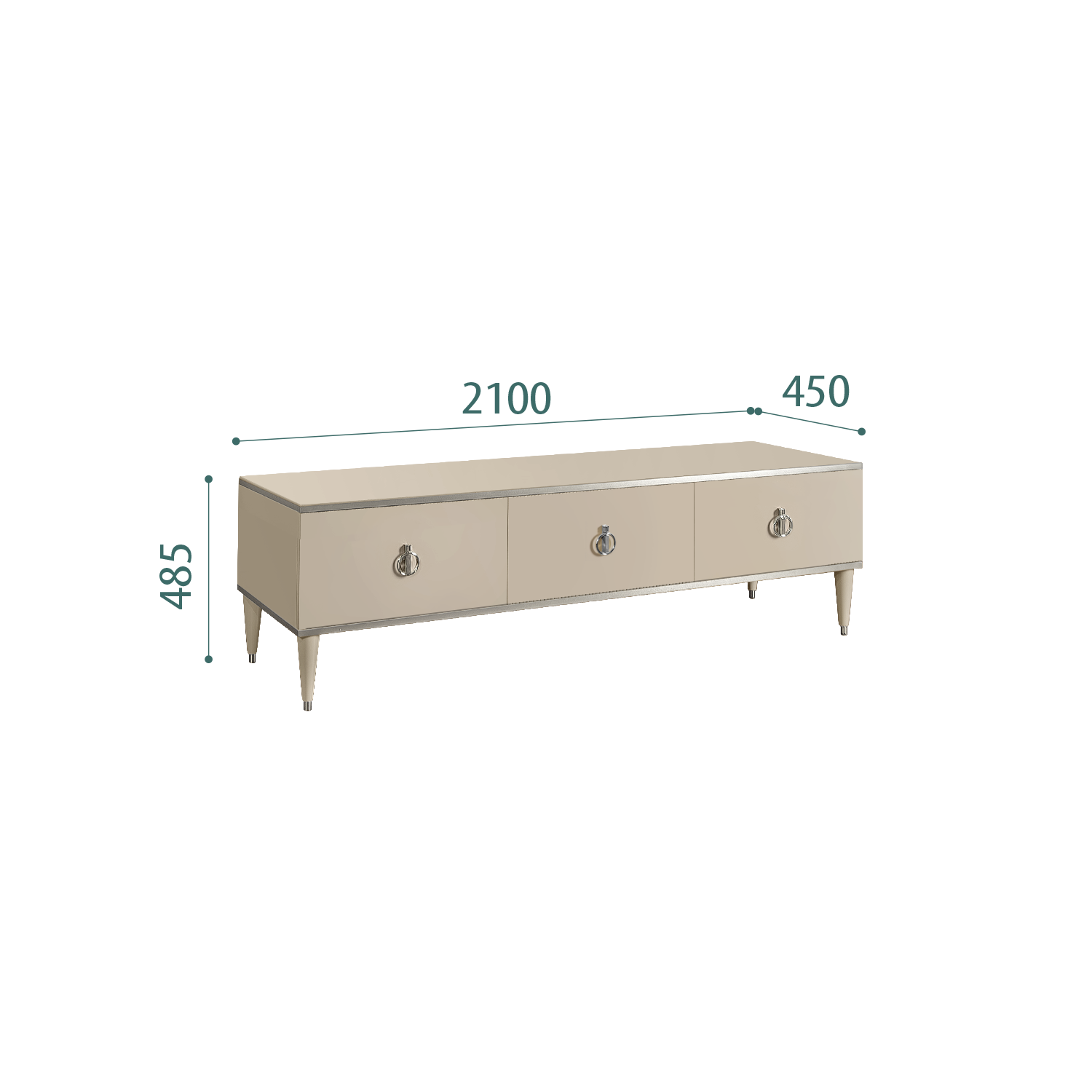 Тумба тв 3 ящика Rimini. Vanilla/серебро