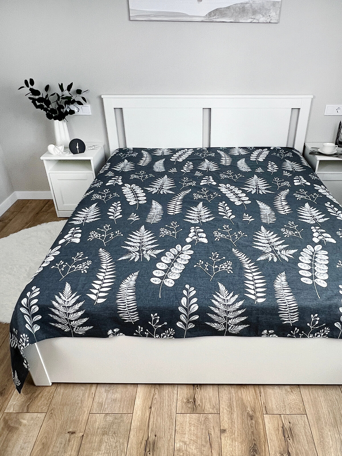 Простыня стандартная 220*240, Папоротник, лен 50%, хлопок 50%