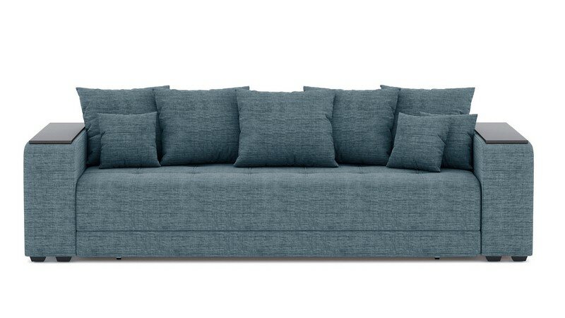 Прямой диван "Дубай" механизм еврокнижка, в ткани рогожка дрим блю