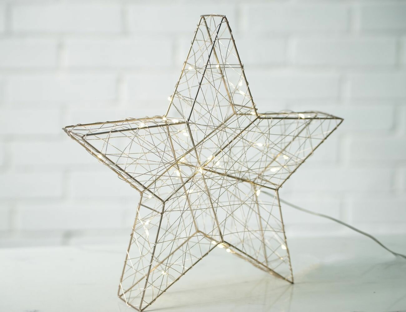 Декоративная светящаяся звезда лантисель голд, металл, 30 тёплых белых LED-огней, 30 см, таймер, батарейки, Koopman International AMZ106060