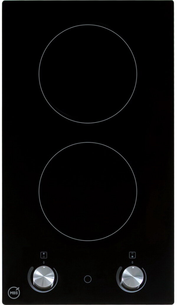 Электрическая варочная панель MBS PE-305BL 29 см, 2 конфорки стеклокерамика, черный