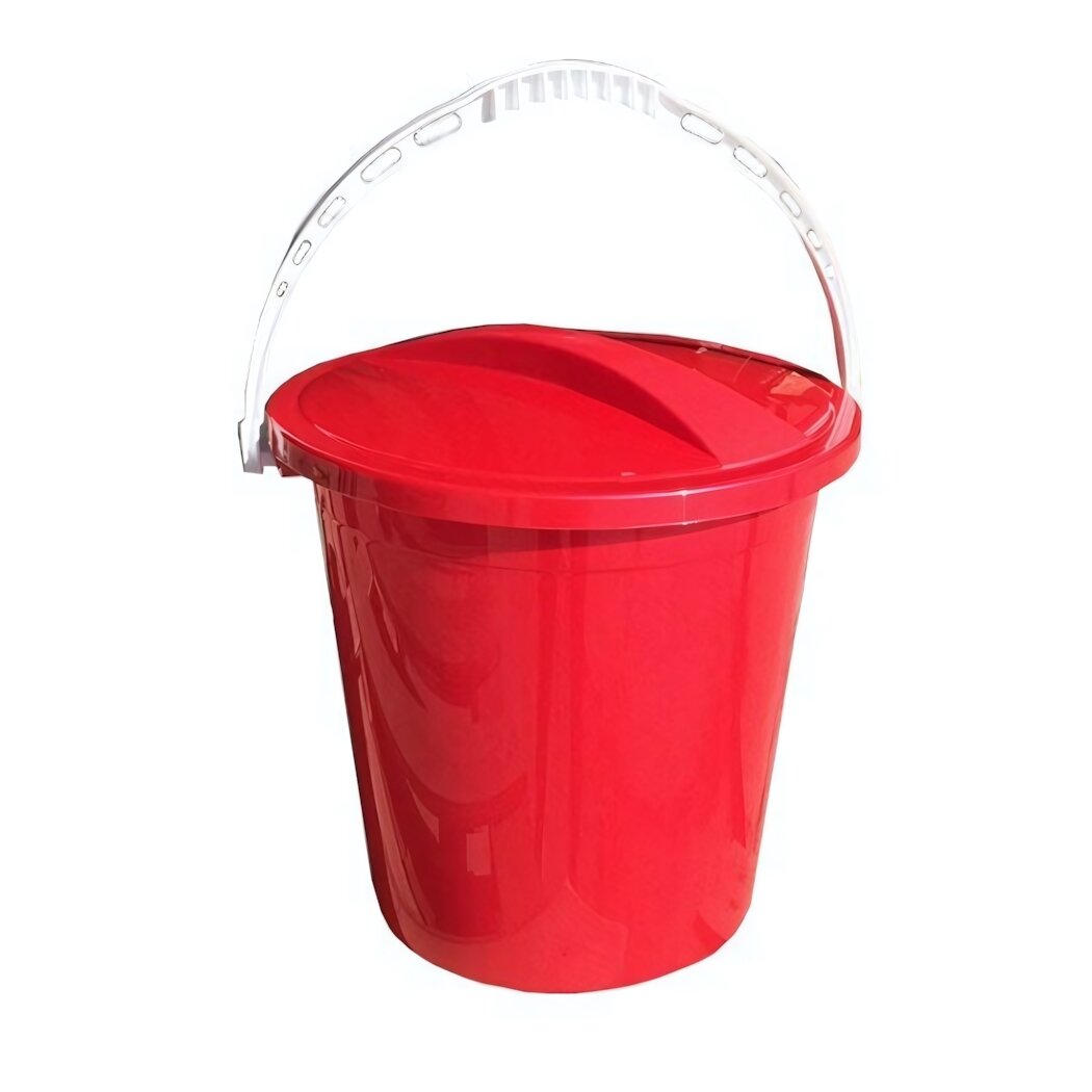 Ведро пластиковое с крышкой 14 л, красный перламутр/белый, надежное и герметичное