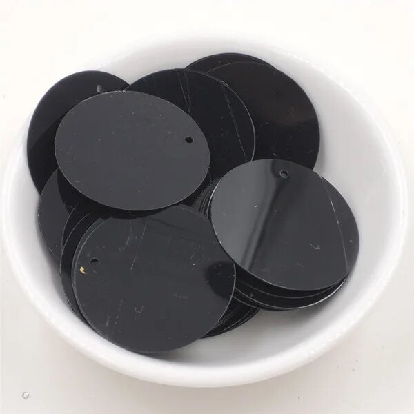 Большие круглые блестки Lucky sewing 30 мм, 10 г Черный, black