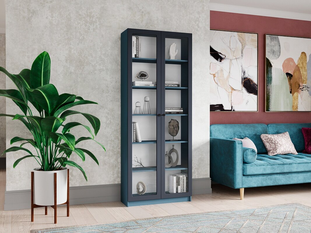 Стеллажи МебельЛэнд24 Билли Стольмин 20 Деним Супер софт 80x30x203 синий для книг