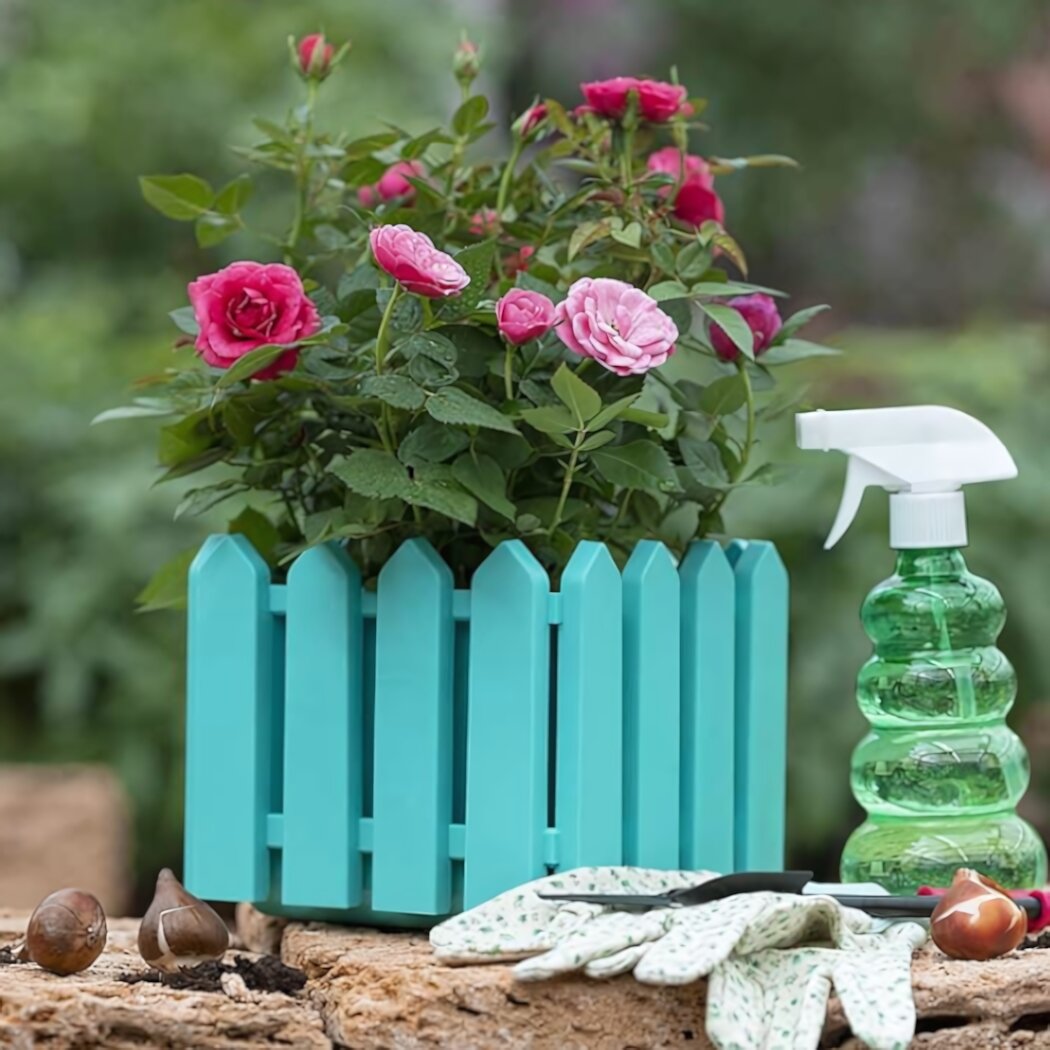 Кашпо квадратное малое "Лардо" 19,5х19,5х15,6 см, бирюзовое, с поддоном