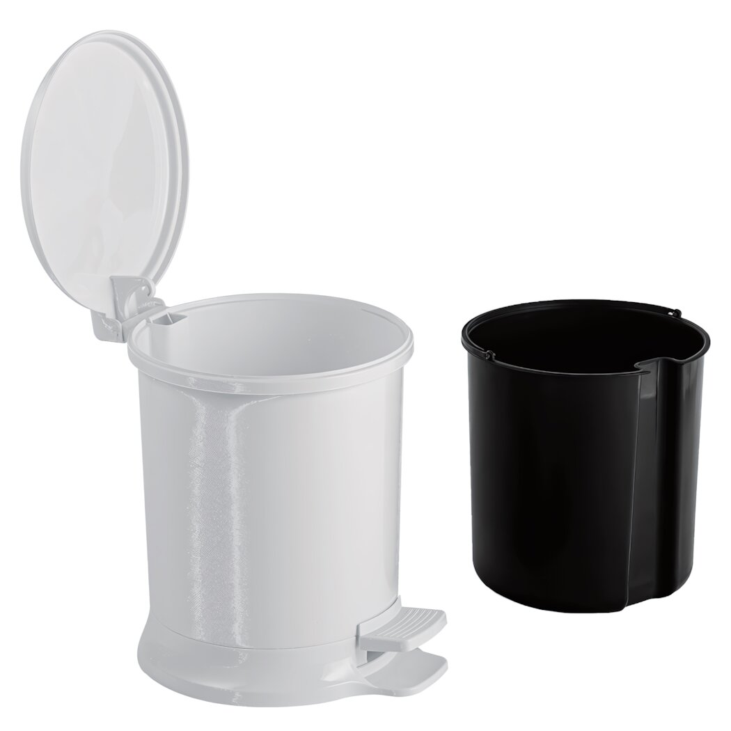 Ведро мусорное с педалью 11л, белое, цельное литье, гигиеничный пластик, устойчивое